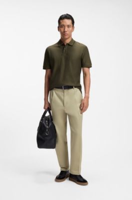 BOSS striped cotton polo shirt with tipping